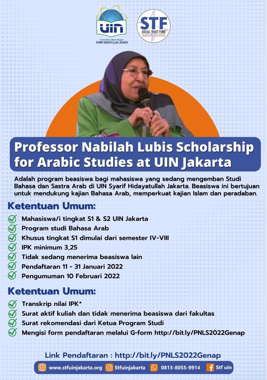Mahasiswa Sastra Arab Ada Beasiswa Prof Nabilah Lubis Scholarships | STF UIN Jakarta